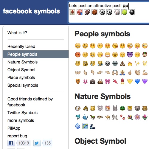 Facebook Symboles: symbole smiley, symbole emoji, émoticônes et listes ...